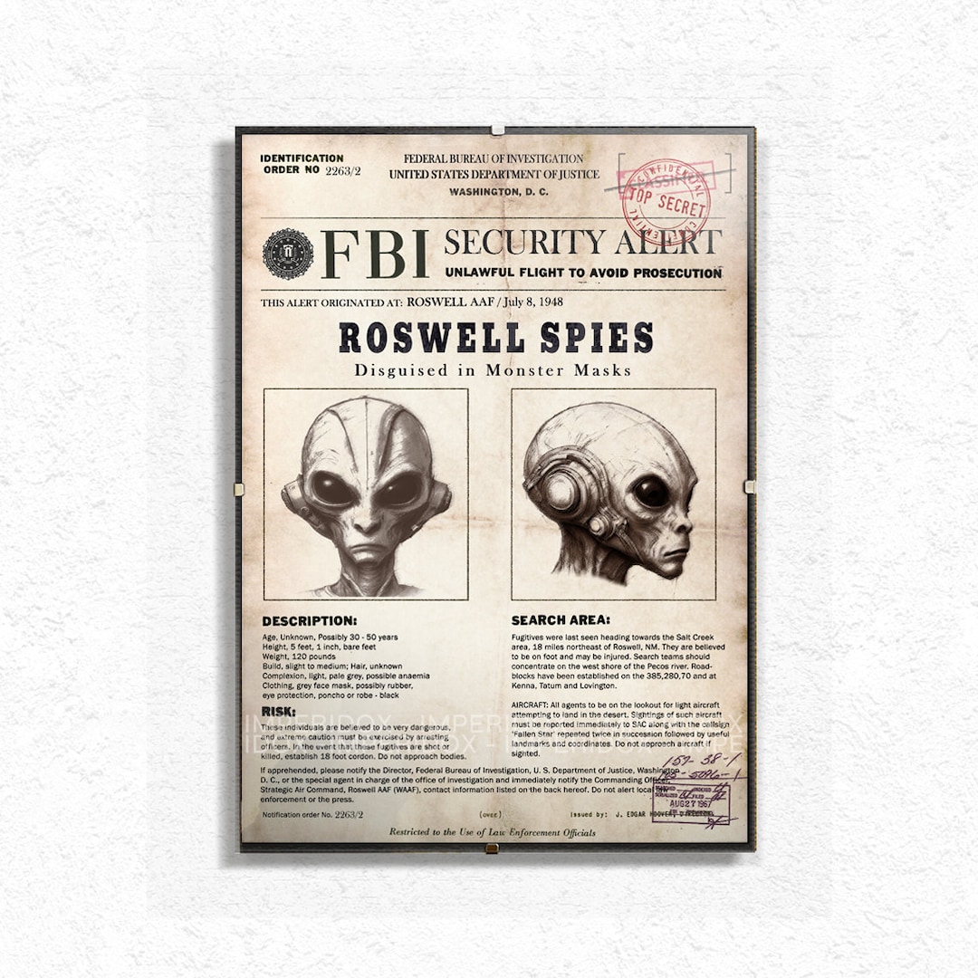 Roswell Alien Art Print - UFO Sightings Poster - Extraterrestrial Wall ...