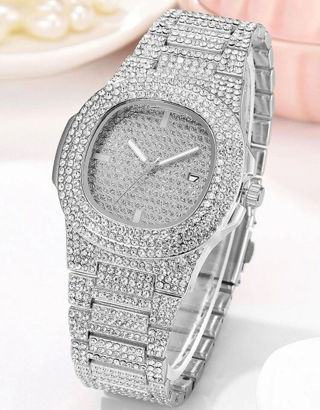 Iced Out Diamond Watch, Bling Jewelry Watch, Hip Hop Mens Watch, Luxury ...