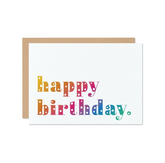 Happy Birthday Rainbow Dot Mini Greeting Card // Birthday Card - Etsy