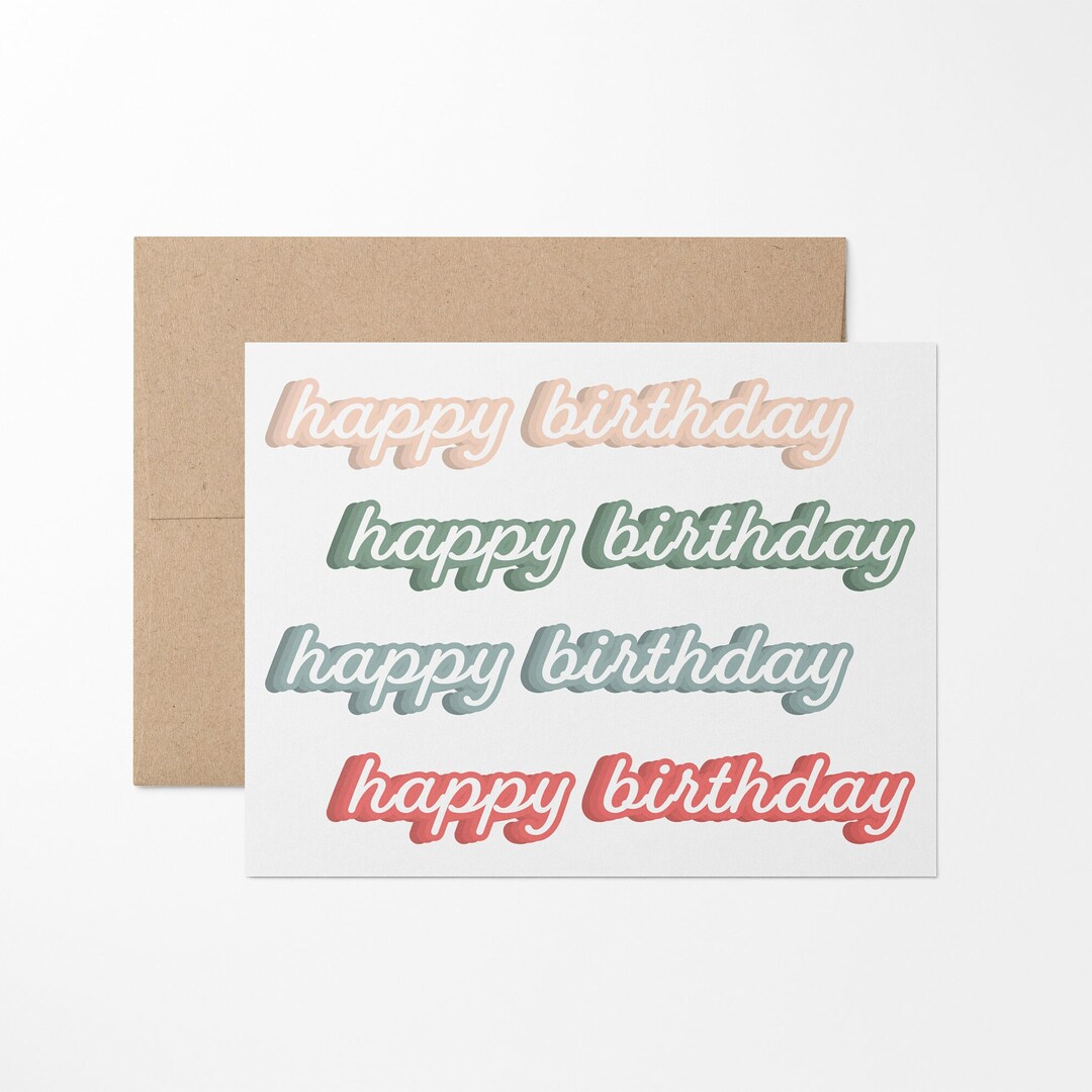 Happy Birthday Multicolor Greeting Card // Birthday Card // Cute ...