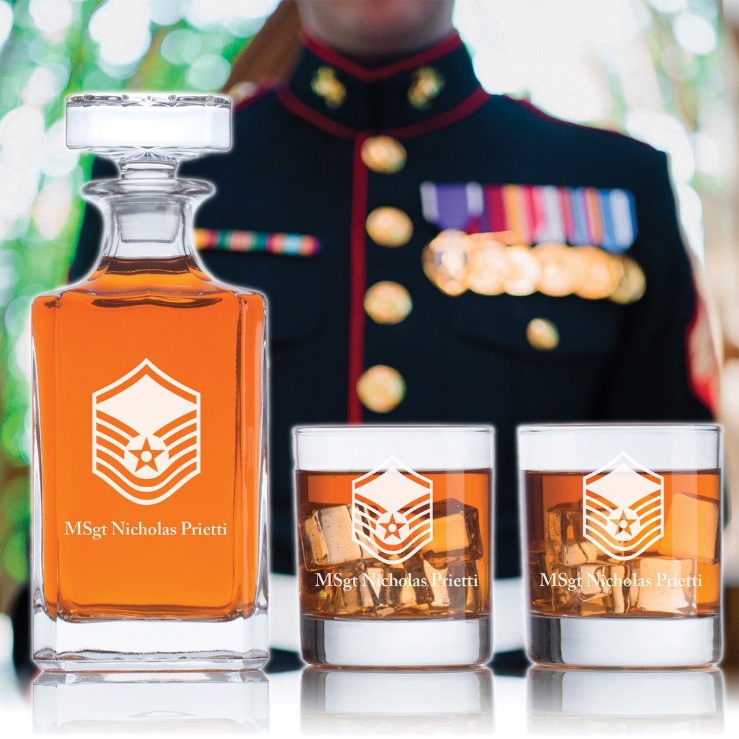 Personalized Air Force Enlisted Military Rank Insignia Decanter Set ...