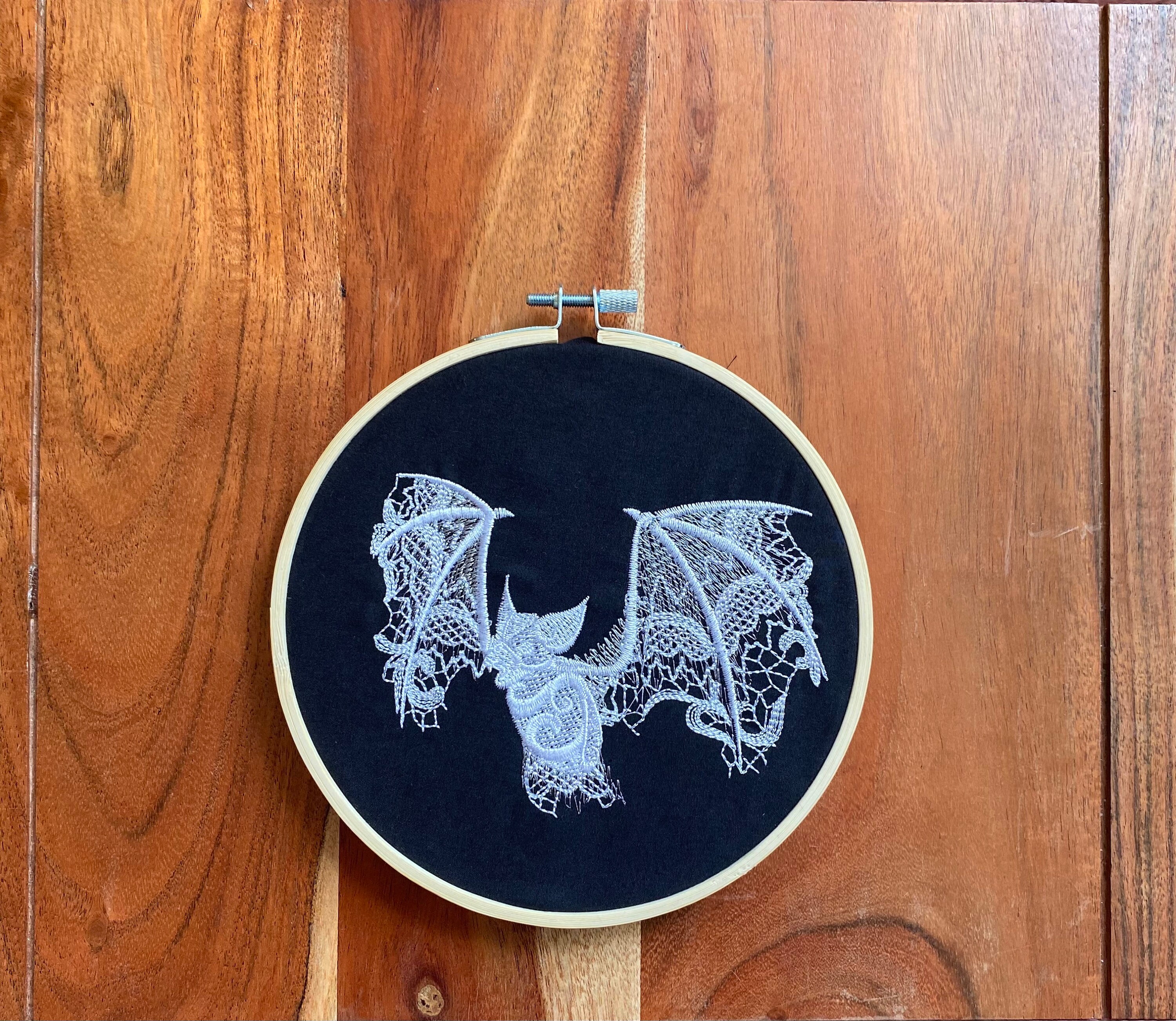 Lace Halloween Bat Finished Embroidery Hoop - Etsy
