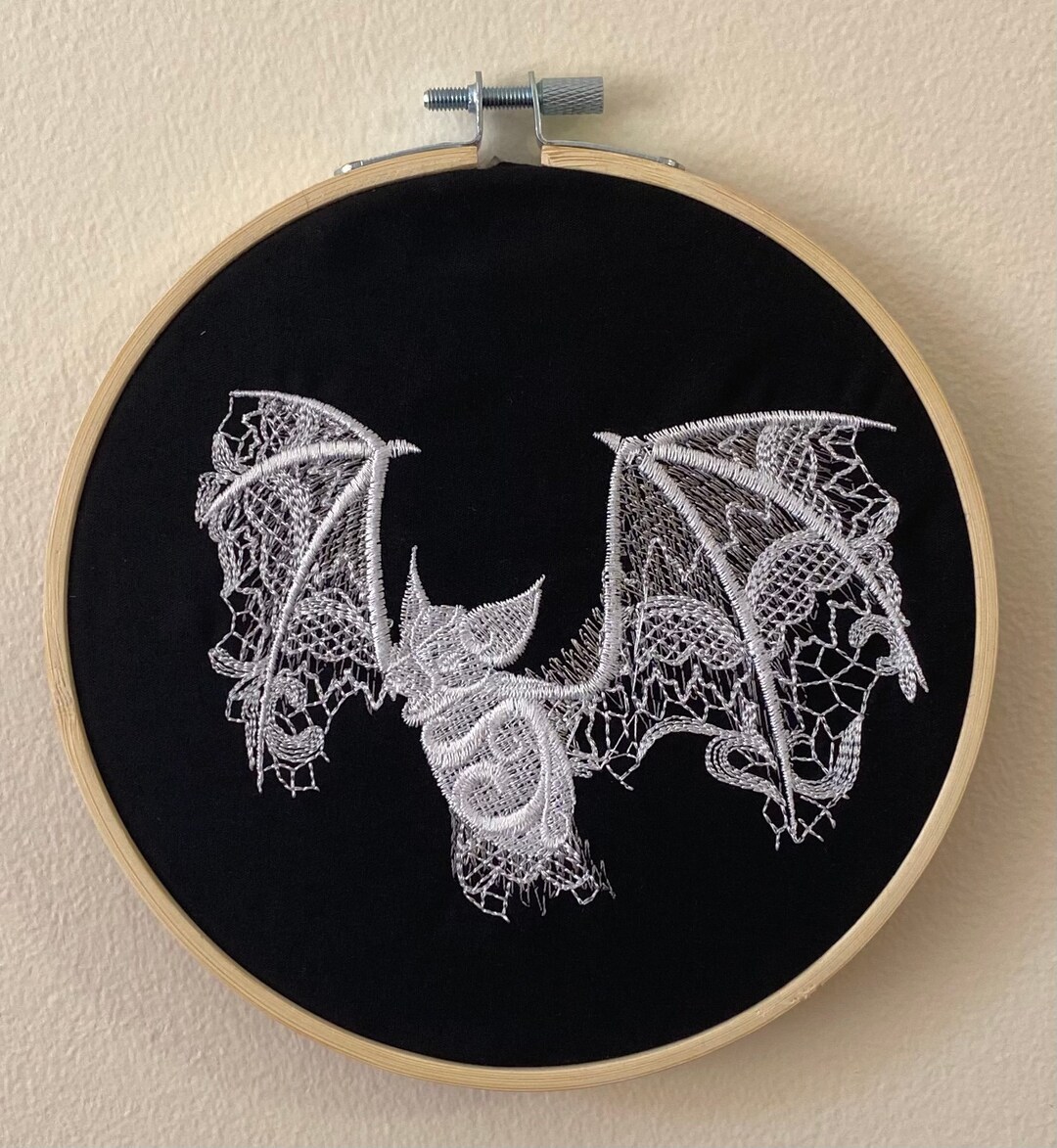 Lace Halloween Bat Finished Embroidery Hoop - Etsy