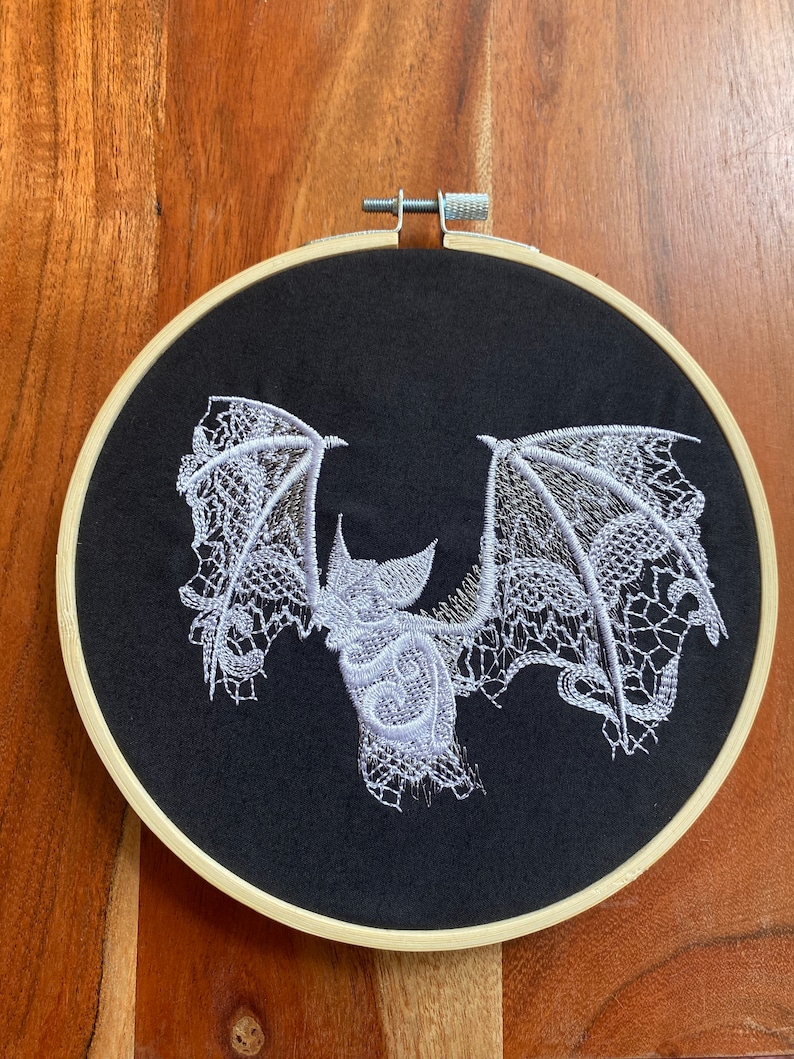 Lace Halloween Bat Finished Embroidery Hoop - Etsy
