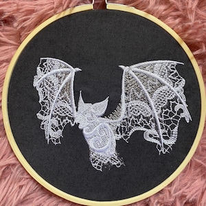 Lace Halloween Bat Finished Embroidery Hoop - Etsy