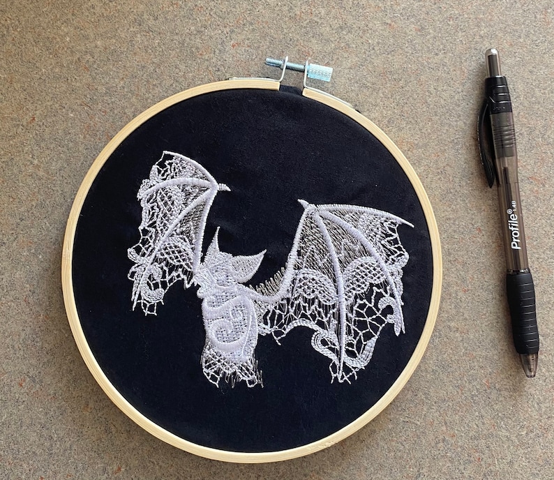 Lace Halloween Bat Finished Embroidery Hoop - Etsy