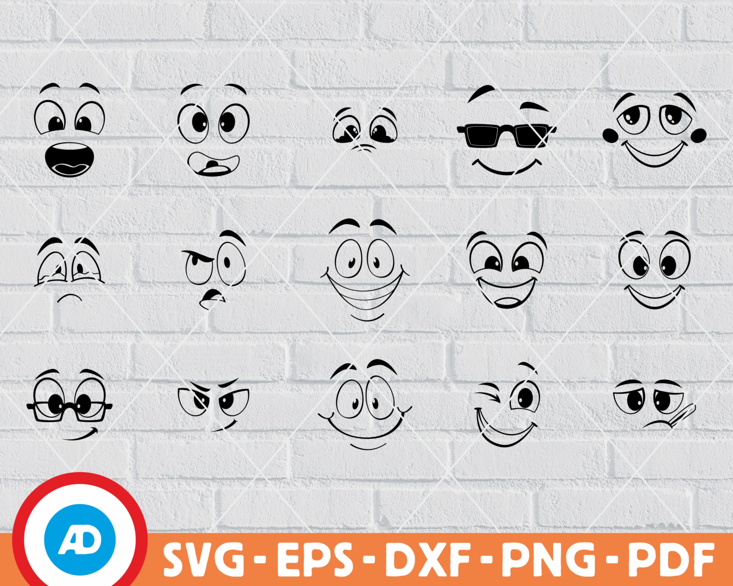 70 Cartoon Faces SVG BUNDLE Svg Eps Dxf Pdf Png Files Hand - Etsy Australia