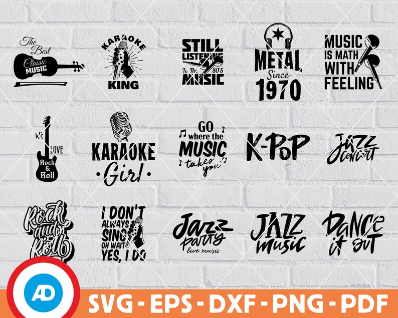 60 Sing Dance Music Quotes SVG BUNDLE Svg Eps Dxf Pdf Png - Etsy Canada