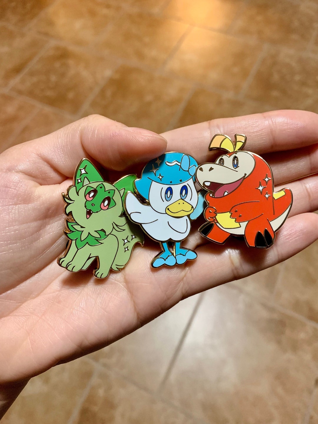 Sprigatito Fuecoco Quaxly Enamel Pins | Pokemon Gen 9 | Hard Enamel ...