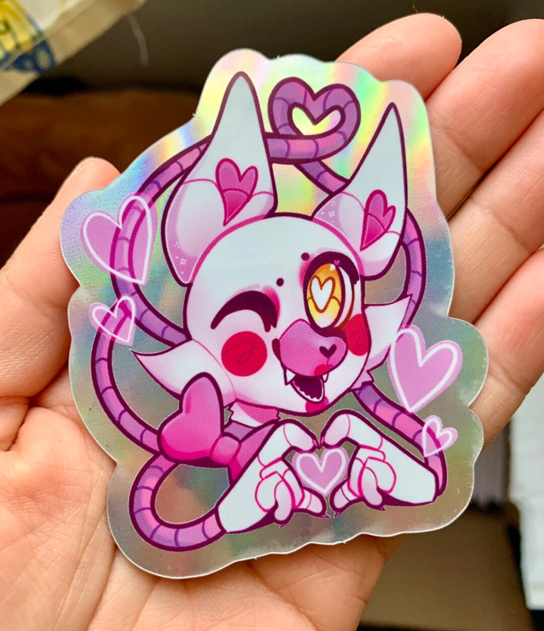 Mangle & Hearts Holographic Sticker | Cute | FNAF | Five Nights at ...
