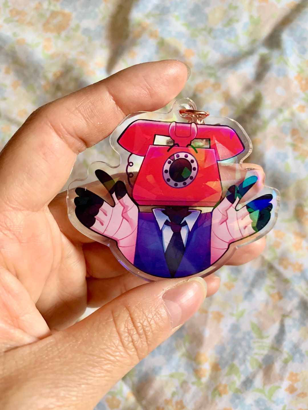 Phone Guy Keychain / FNAF / 2.5in / Double Sided HOLOGRAPHIC Acrylic ...