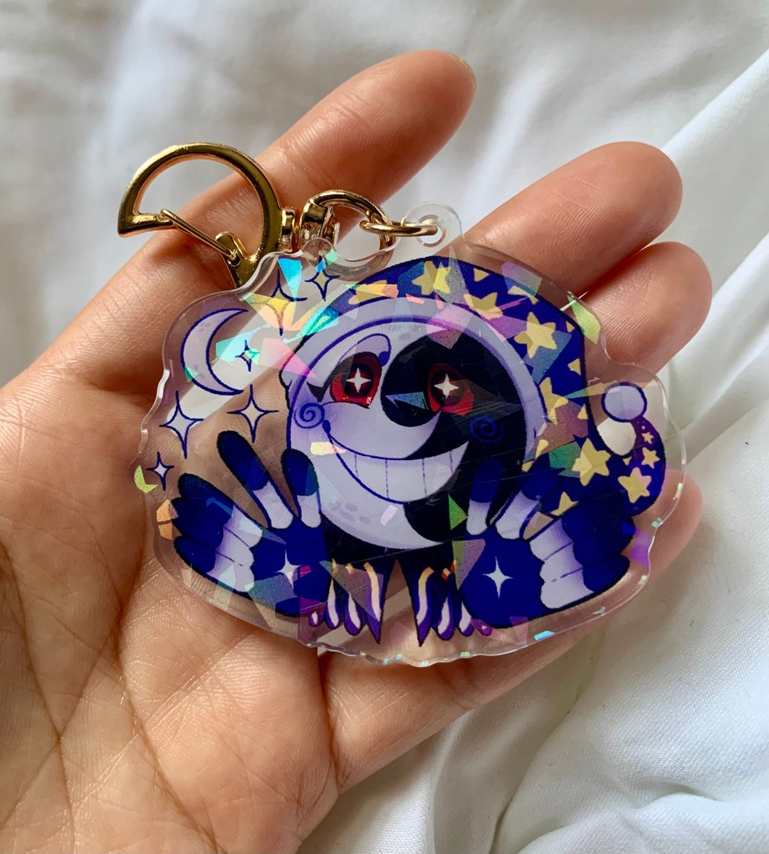 Moon Keychain/ Moondrop / 2.5in / Double Sided HOLOGRAPHIC Acrylic ...