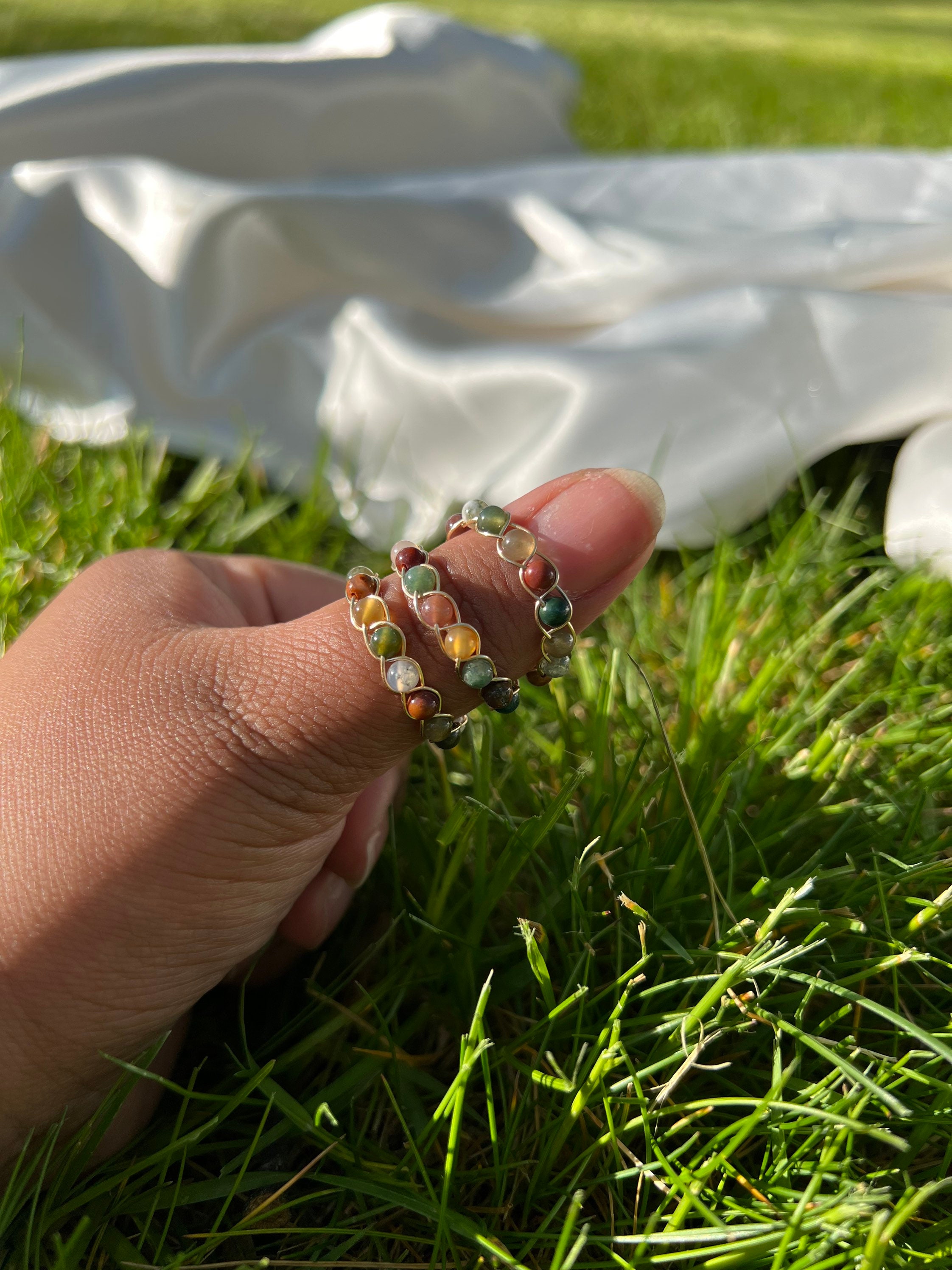 Indian Agate Braided Wire Ring - Etsy