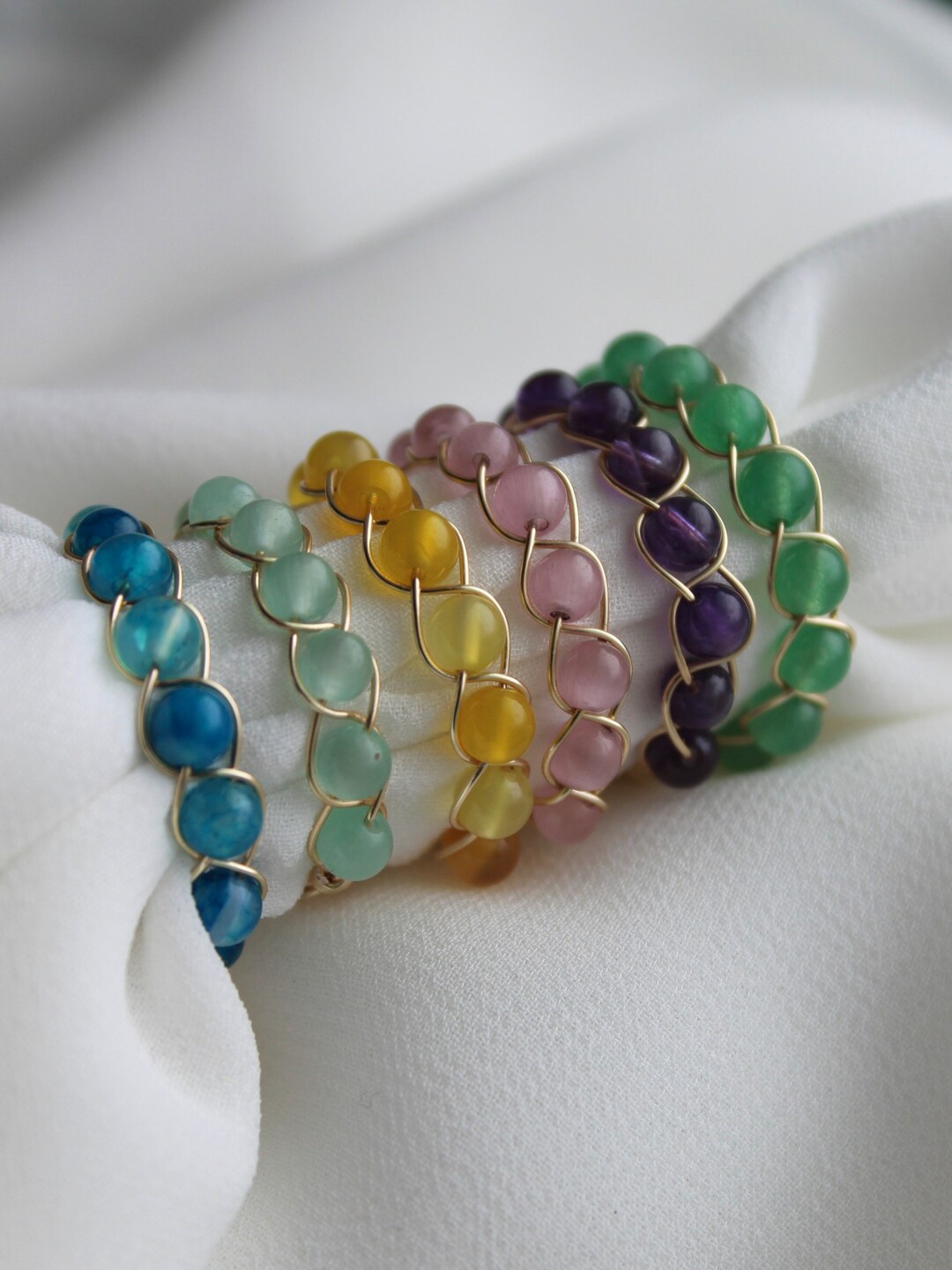 Braided Wire Rings| Beaded Wire Ring - Etsy