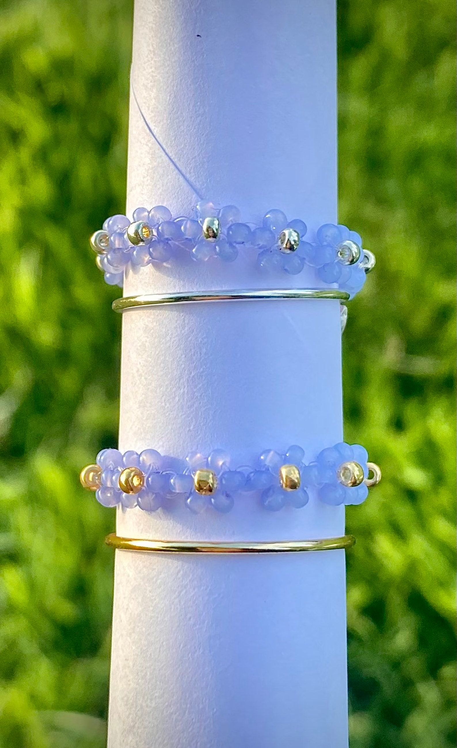 Beaded Flower Rings Stackable Rings - Etsy