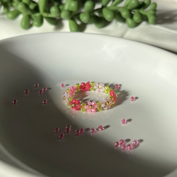 Pink Flower Ring - Etsy