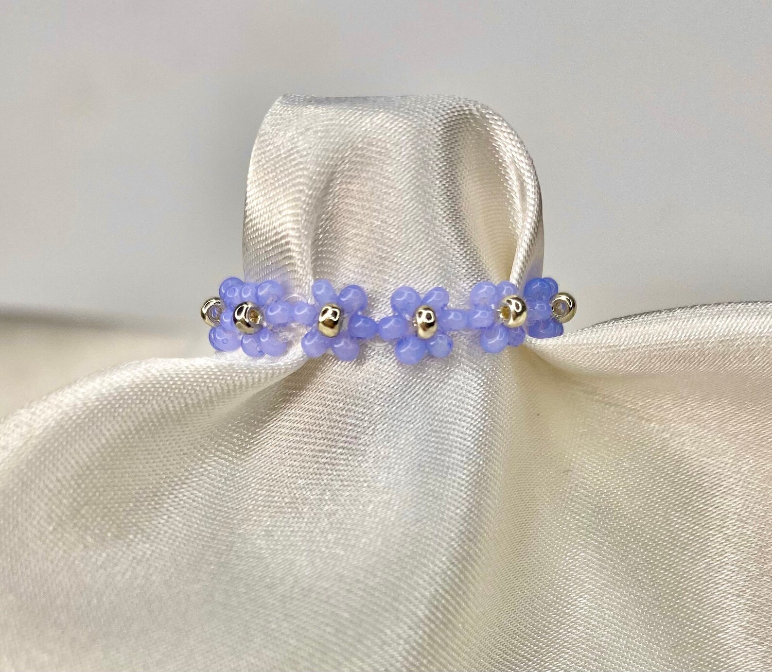 Beaded Flower Rings Stackable Rings - Etsy