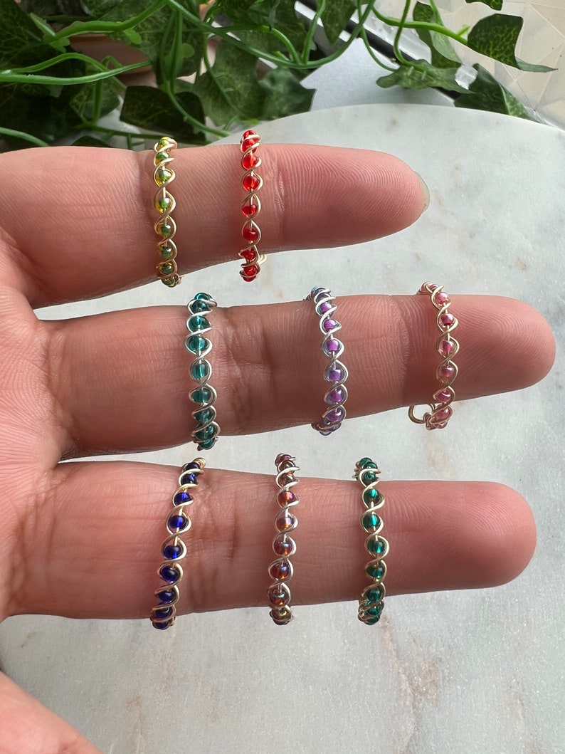 Braided Wire Rings Seed Bead Wire Ring Wire Wrapped Rings - Etsy