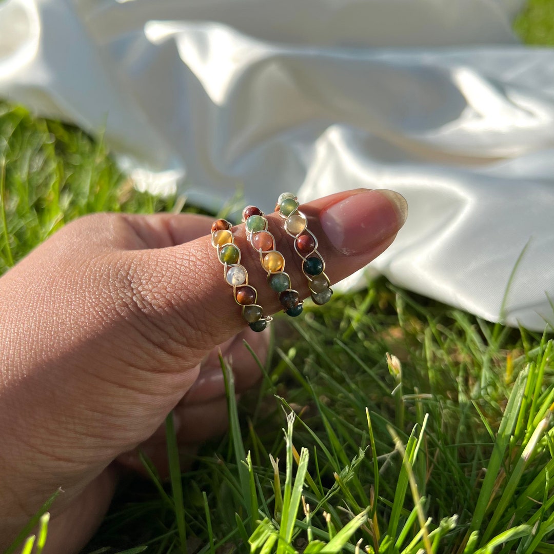 Indian Agate Braided Wire Ring - Etsy