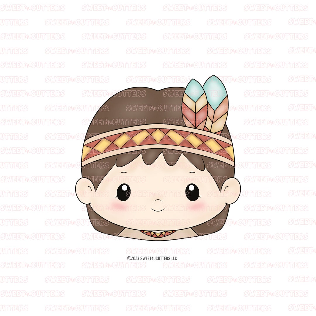 Native American Boy Face 23 Cookie Cutter, Thanksgiving Cookie Cutter ...