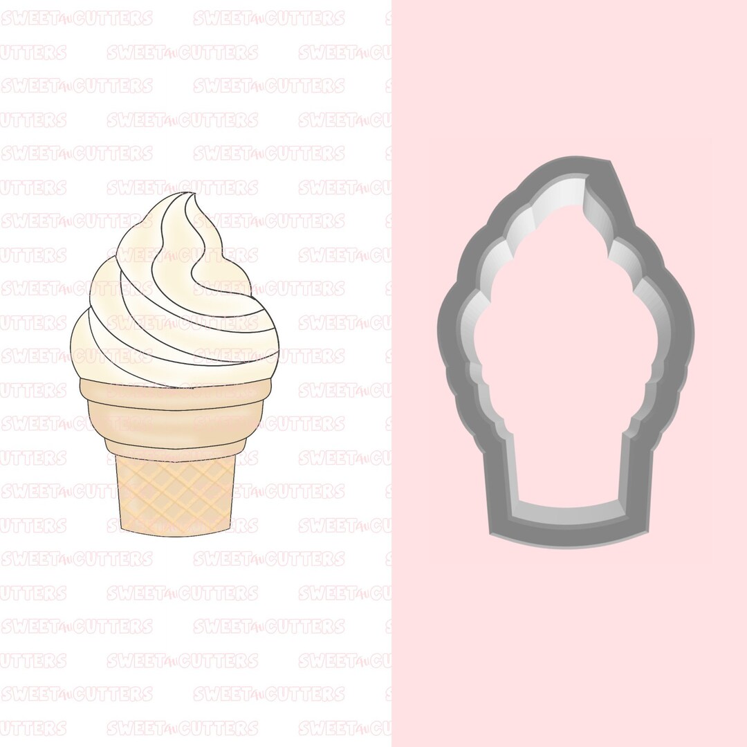 Ice Cream Cone Cookie Cutter, Sundae Cookie Cutter, Fondant Cookie ...