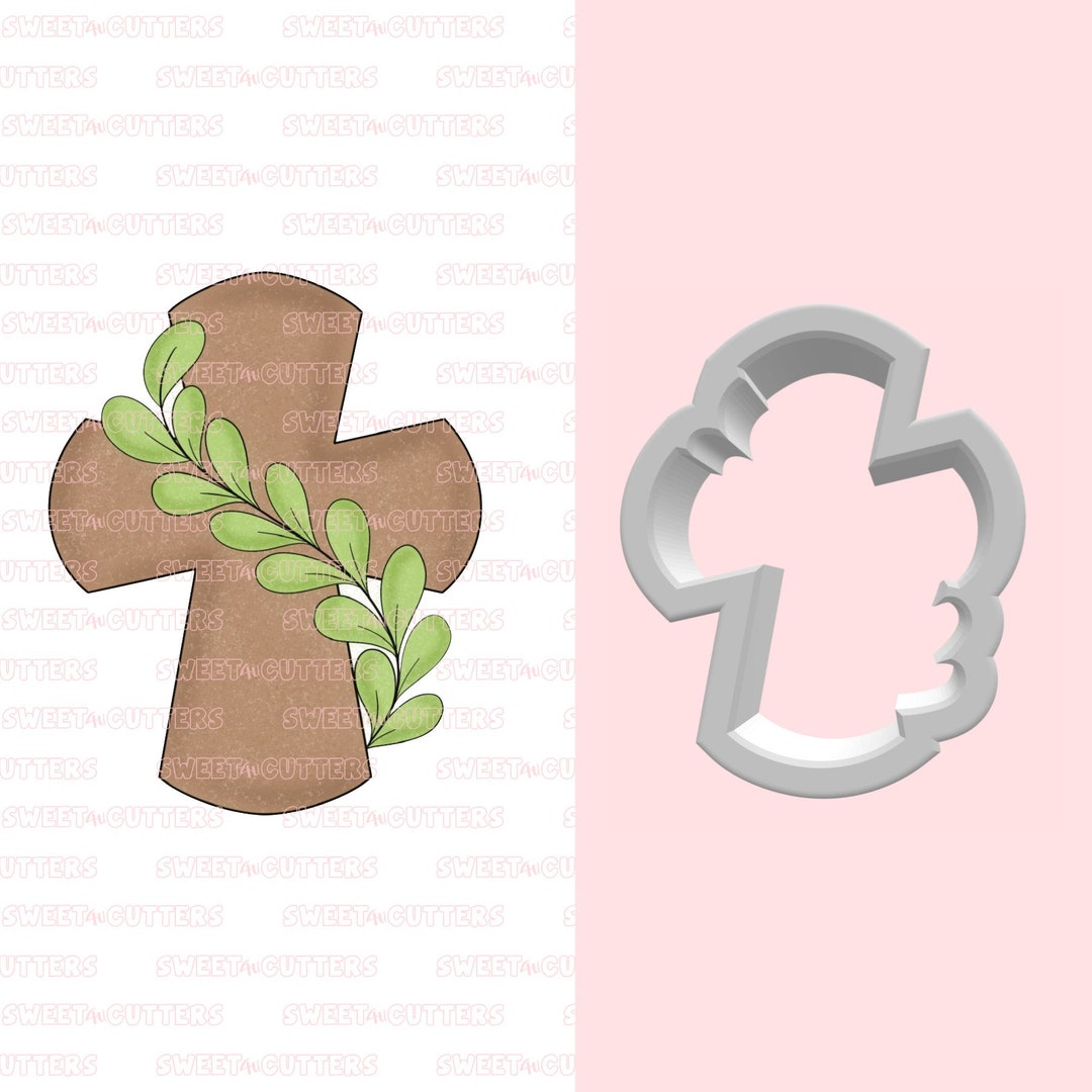 Cross With Leaves Cookie Cutter - Etsy