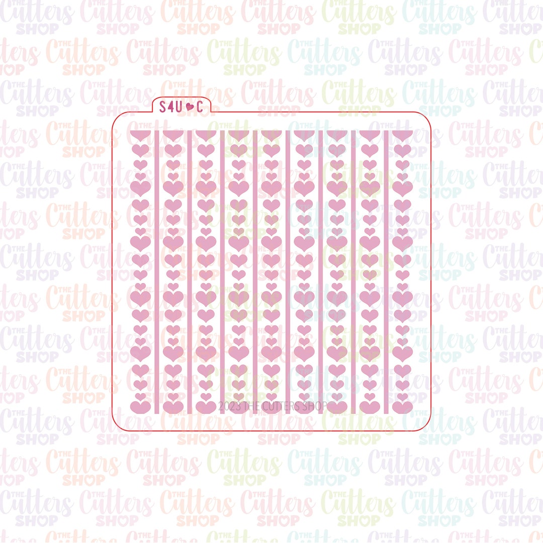 Rows of Heart Cookie Stencil - Etsy