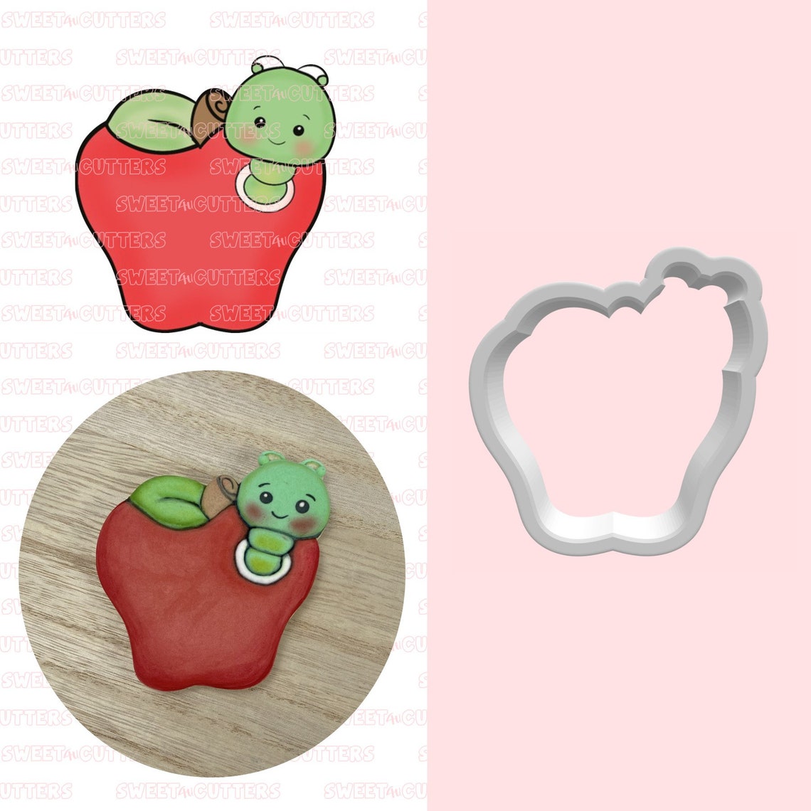 Apple With Worm Cookie Cutter - Etsy