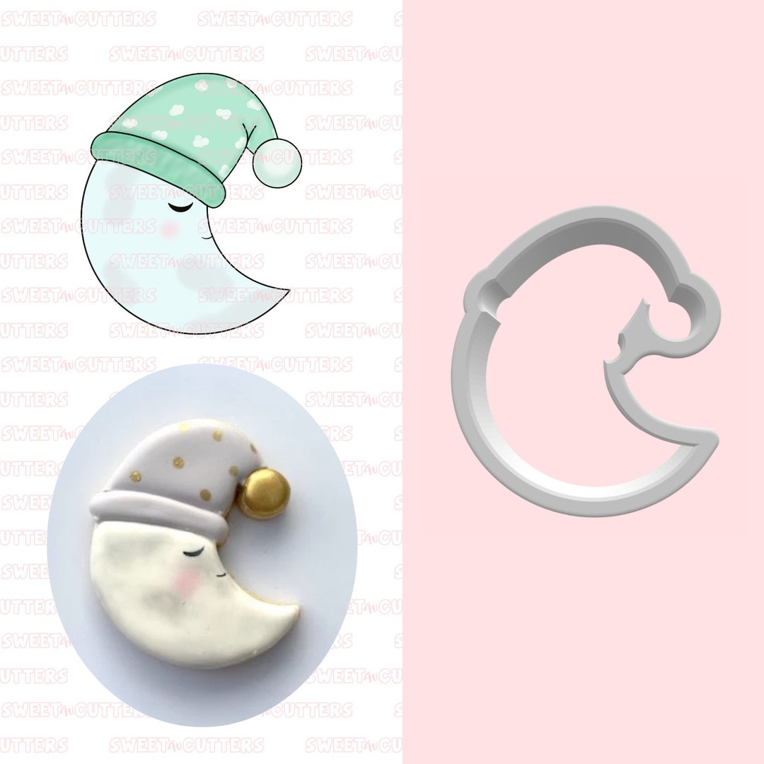 Half Moon With Hat Cookie Cutter, Baby Shower Cookie Cutter, Fondant ...