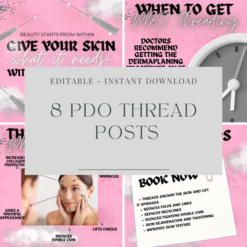 8 Pink PDO Threading Threadlift Aesthetics Templates Instagram ...