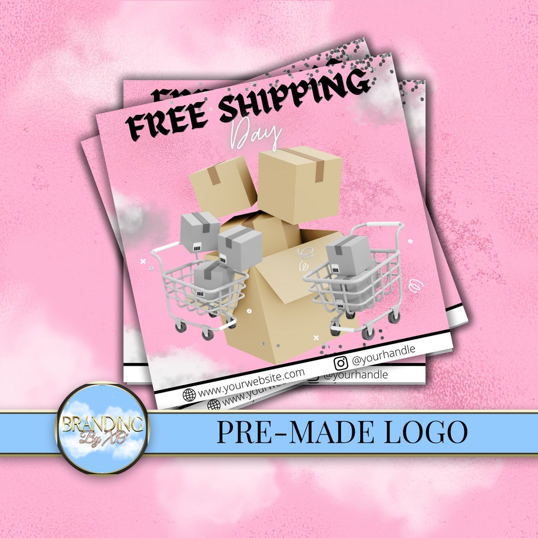 Free Shipping Day Pink Canva Template Pink Gothic , Instagram Shipping ...