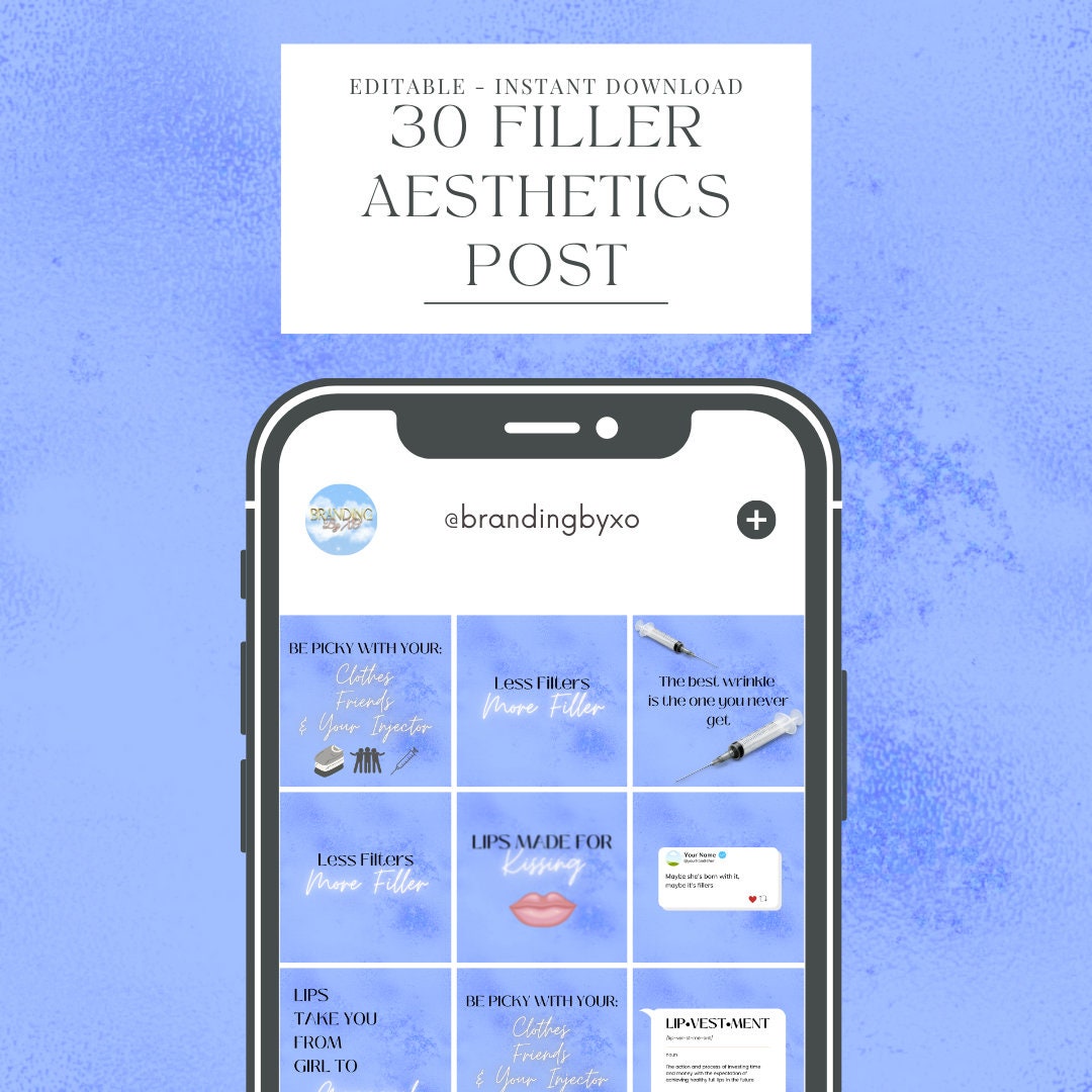30 Filler Aesthetics Shareable Instagram Posts Pre Made Blue ...