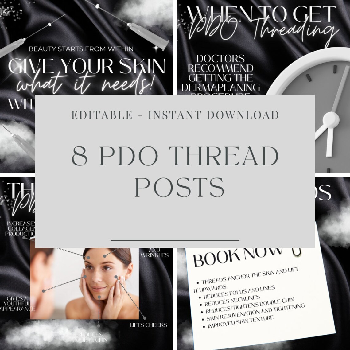 8 Black Silk PDO Threading Threadlift Aesthetics Templates Instagram ...
