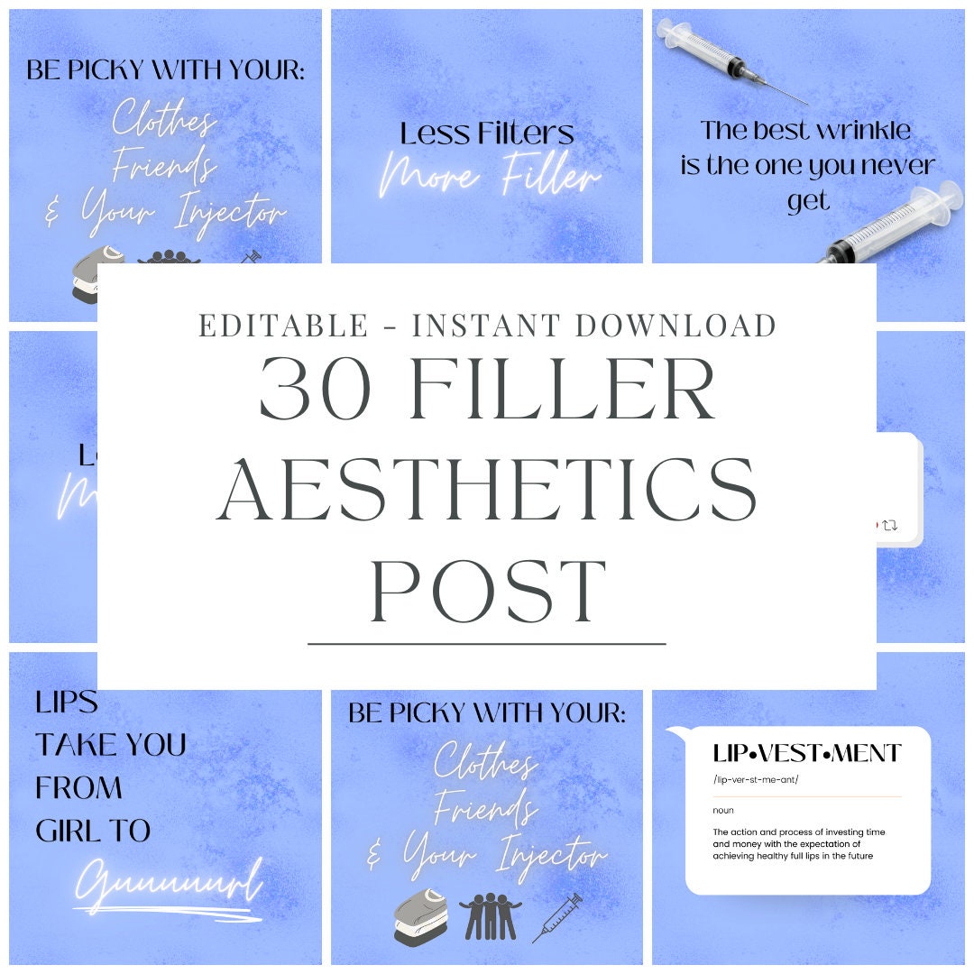 30 Filler Aesthetics Shareable Instagram Posts | Pre Made Blue ...