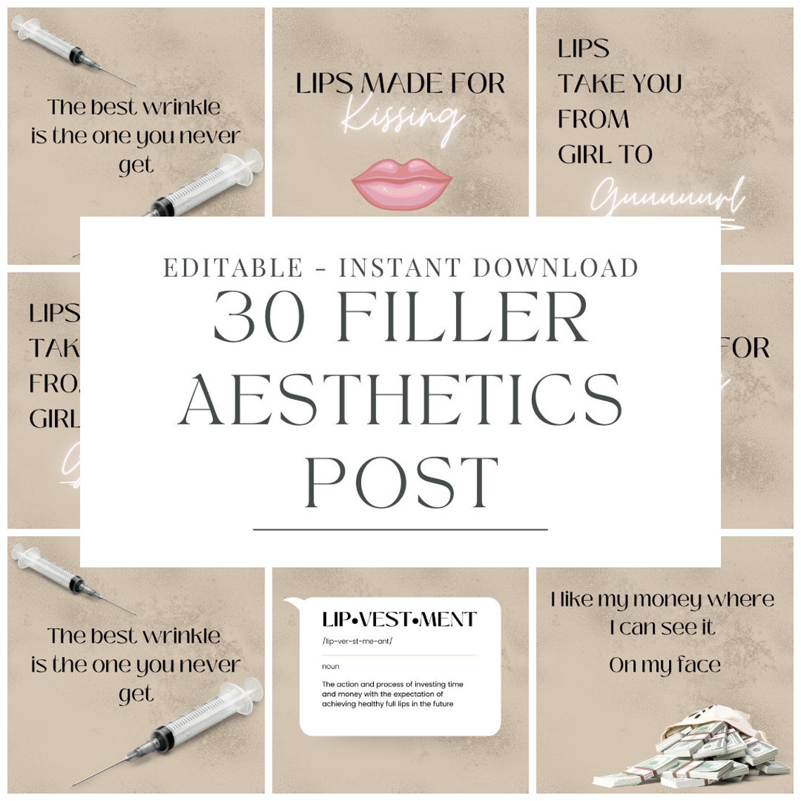 30 Filler Aesthetics Shareable Instagram Posts | Pre Made Beige ...