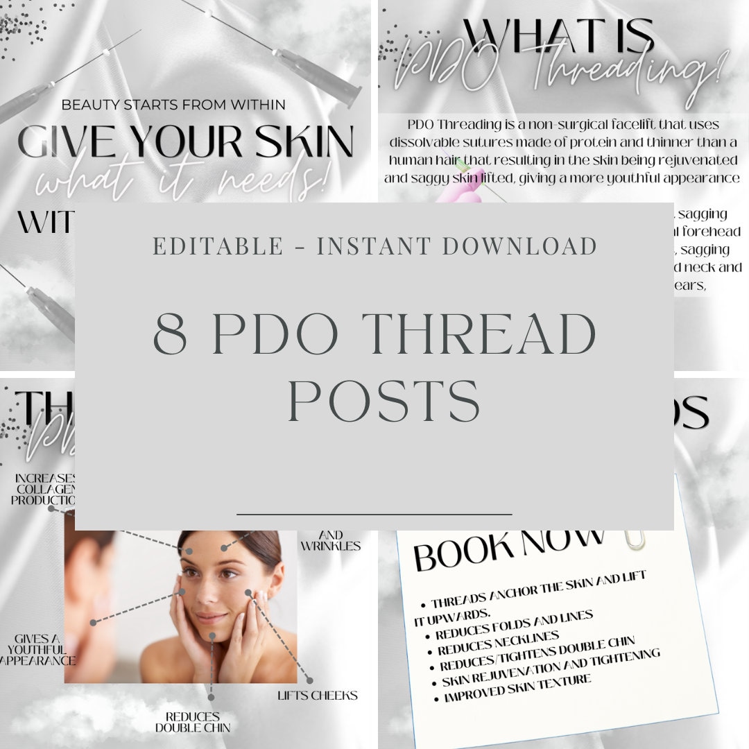 8 White Silk PDO Threading Threadlift Aesthetics Templates Instagram ...