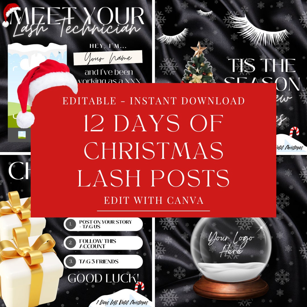 12 Lashes Days of Christmas Black Countdown Lash Extensions Eyelash ...