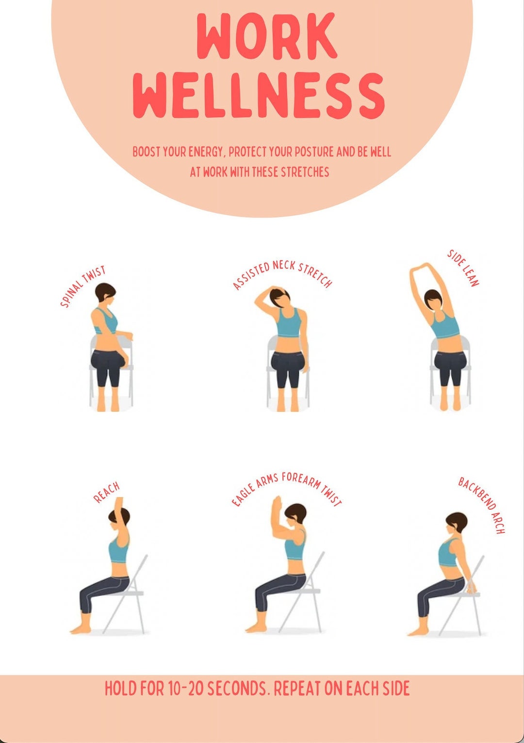Work Wellness Poster Desk Yoga Stretches Digital Download - Etsy