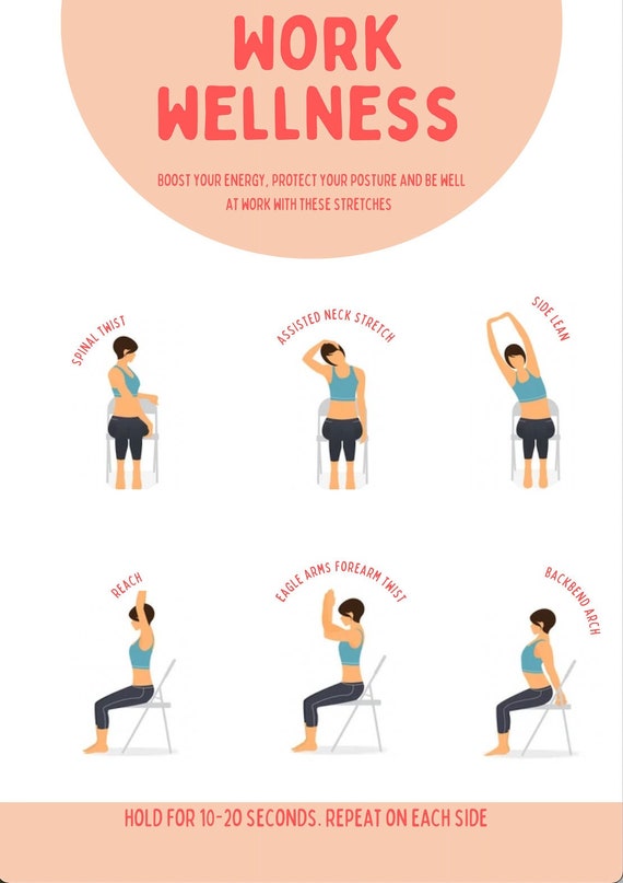 Work Wellness Poster Desk Yoga Stretches - Etsy Australia