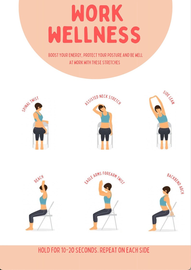 Work Wellness Poster Desk Yoga Stretches Digital Download - Etsy