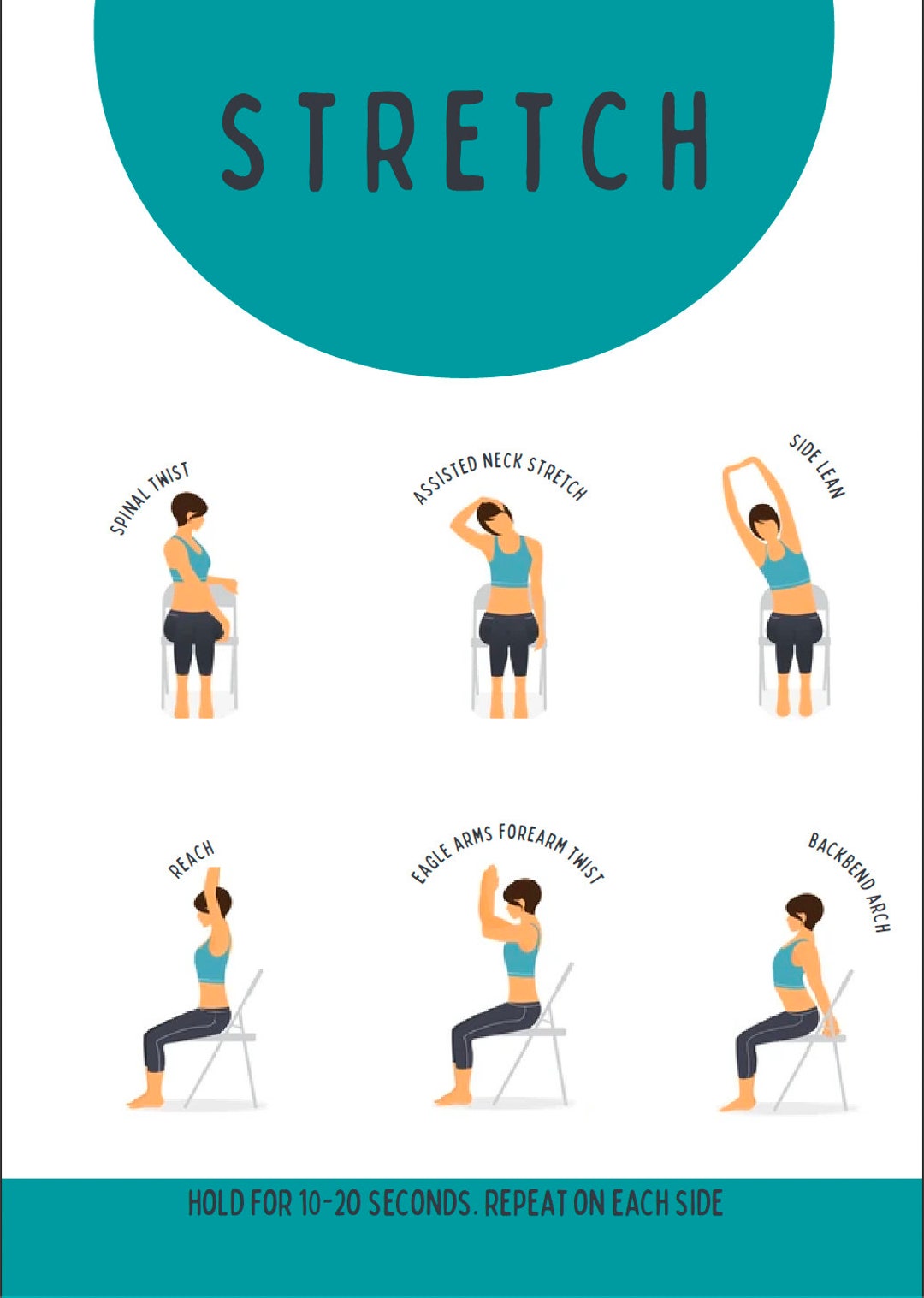 Work Wellness Poster Desk Yoga Stretches Digital Download - Etsy
