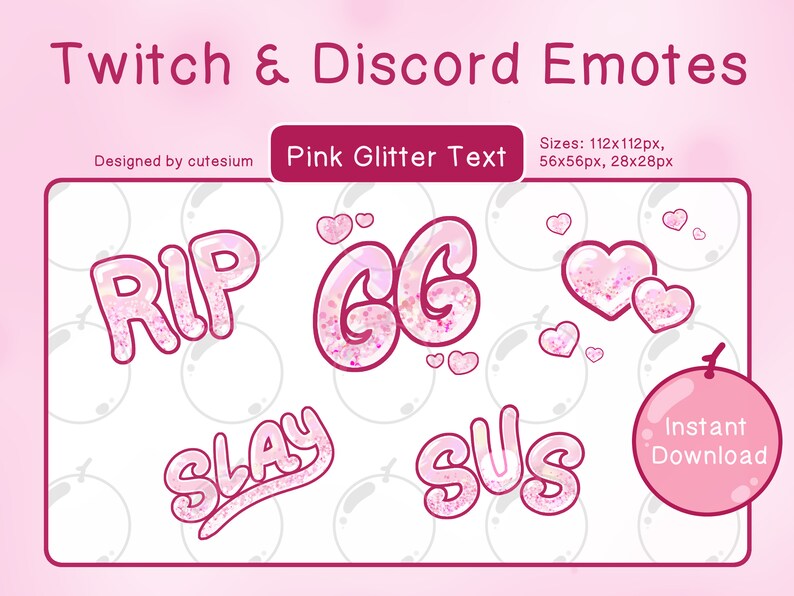 Cute Pink Sparkle Glitter Twitch / Discord Emote Bundle / Badges ...