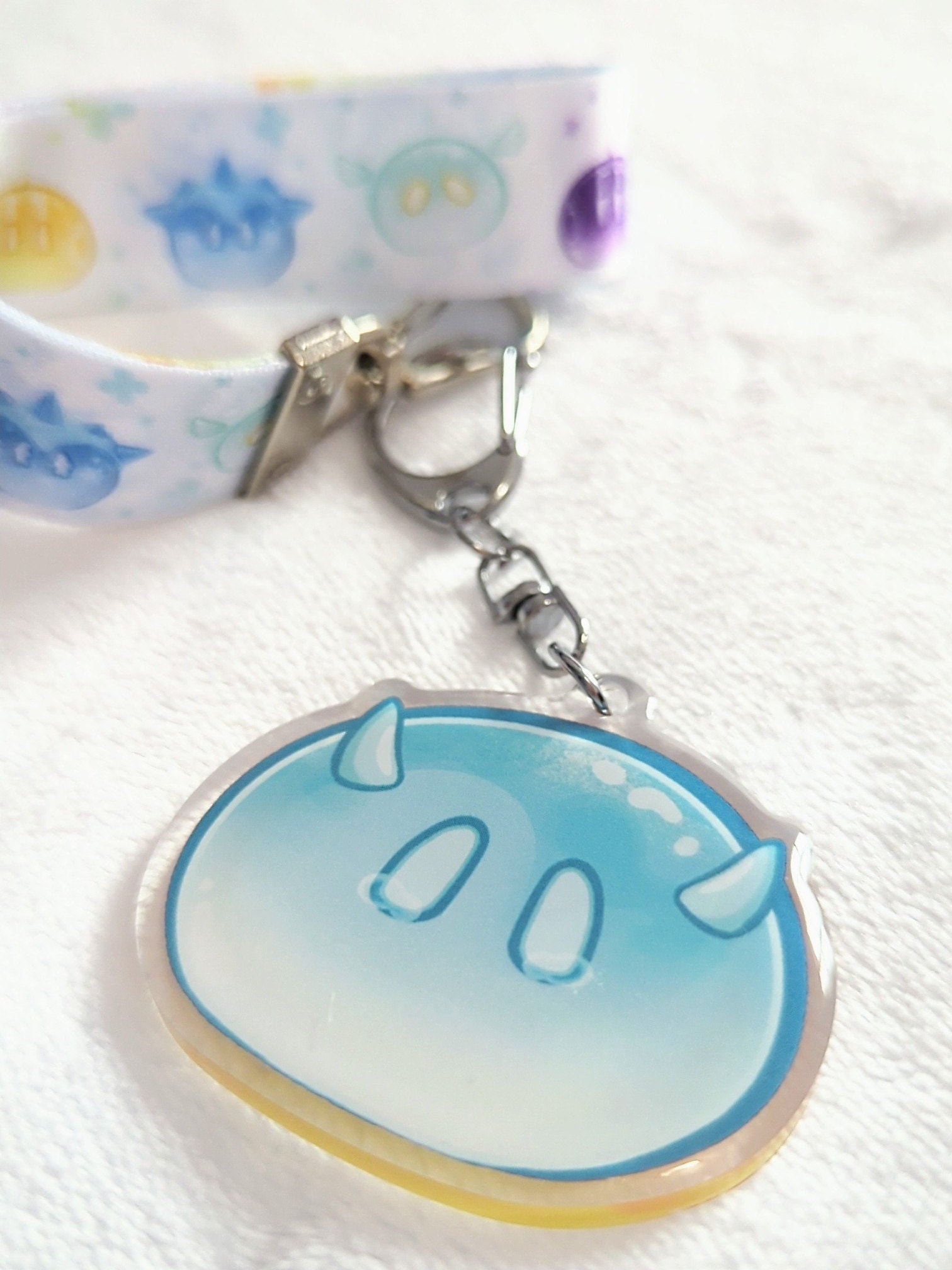 Genshin Impact Pryo and Hydro Slime Lanyard or Purple and Yellow ...