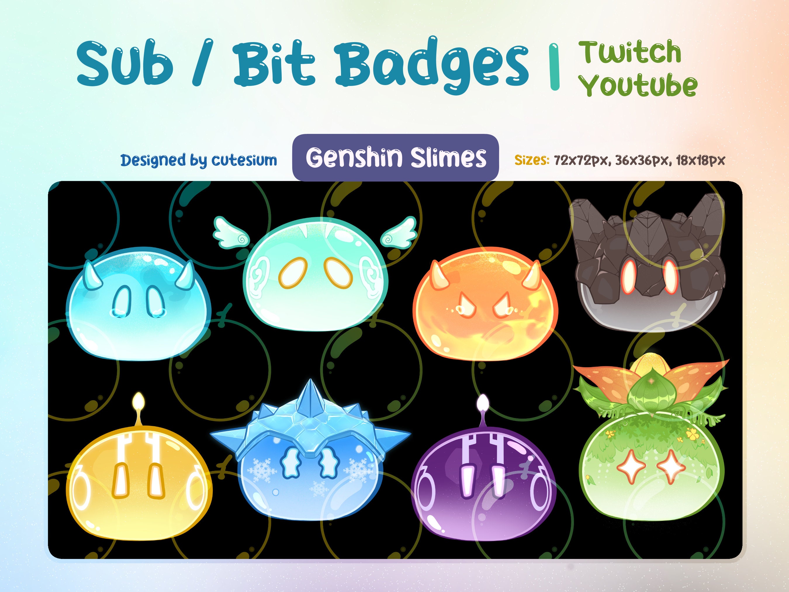 Genshin Slime Twitch Sub Badges / Genshin Impact / Slimes / Game Bit ...