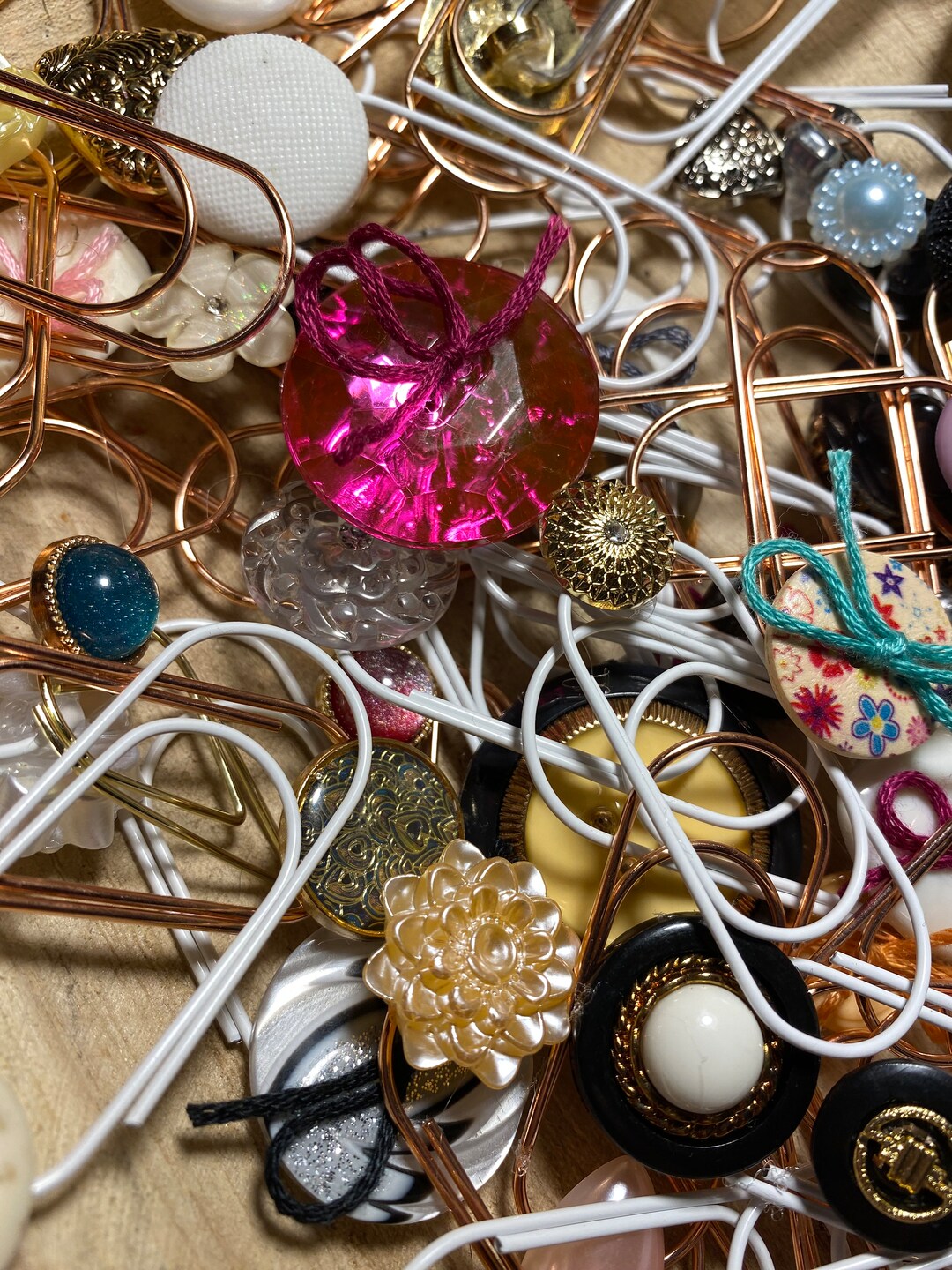 Junk Journal Paper Clips | Button Paper Clips | Large Button Bookmark ...