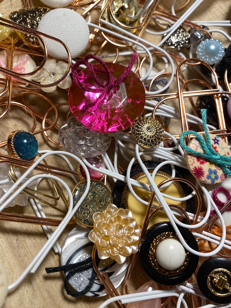 Junk Journal Paper Clips | Button Paper Clips | Large Button Bookmark ...