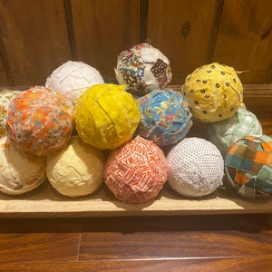 Primitive Rag Ball Decor | Farmhouse Bowl Fillers | Shabby Ornaments | Wreath Add Ons | Hand ...