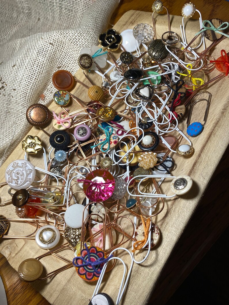 Junk Journal Paper Clips | Button Paper Clips | Large Button Bookmark ...