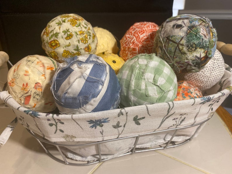 Primitive Rag Ball Decor Farmhouse Bowl Fillers Shabby Ornaments Wreath Add Ons Hand Ripped ...