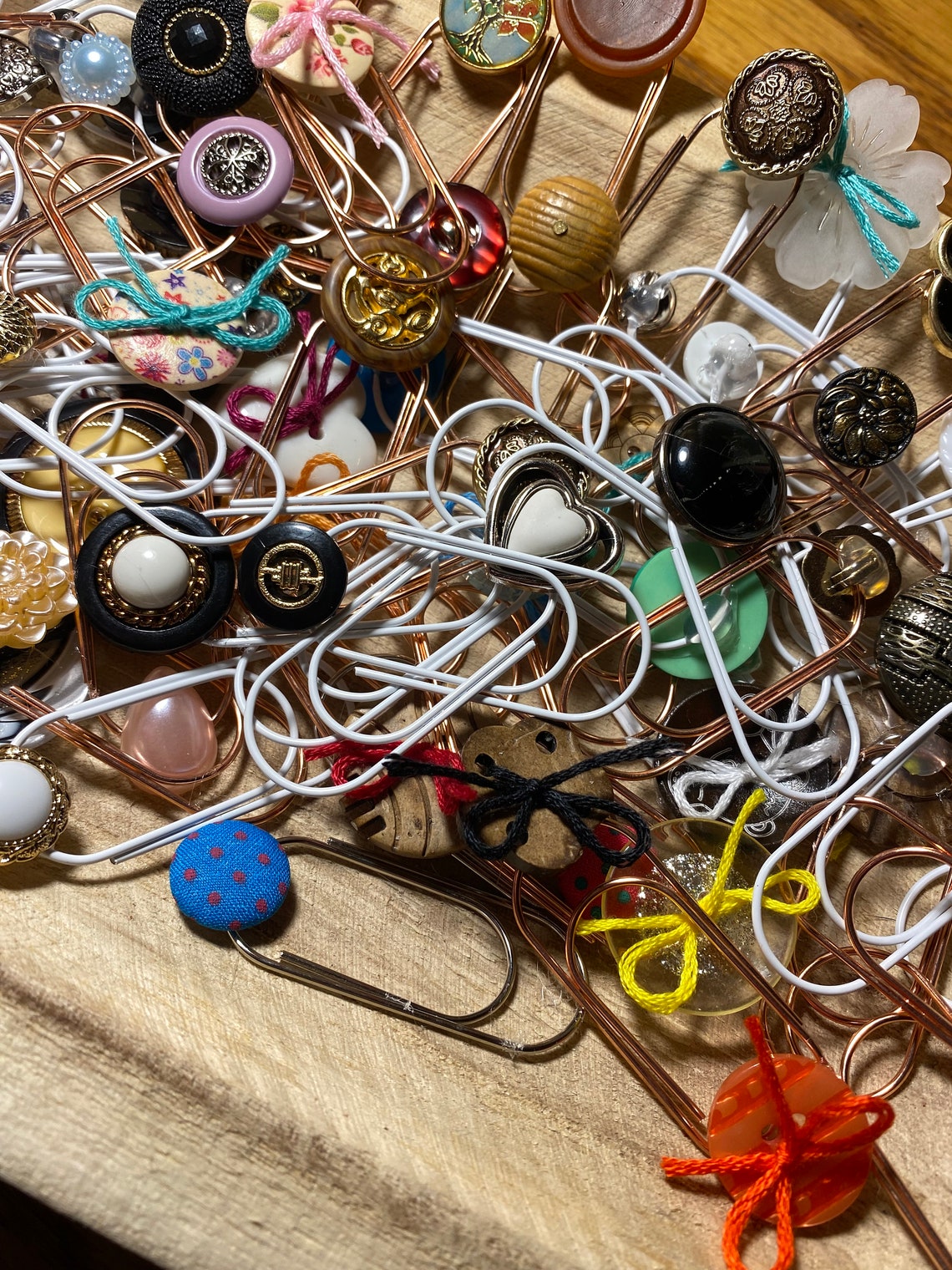 Junk Journal Paper Clips | Button Paper Clips | Large Button Bookmark ...